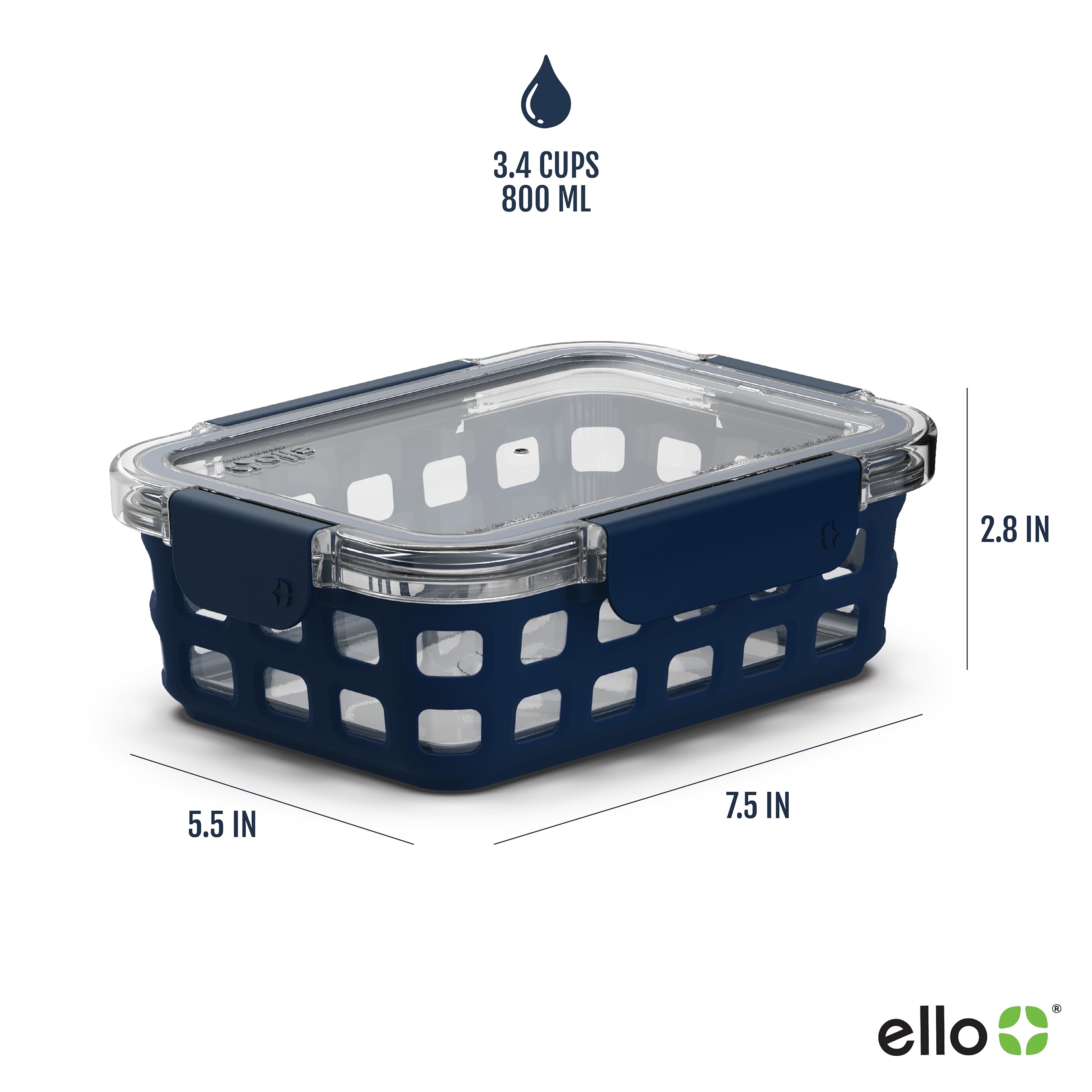 Ello DuraGlass Glass Food Storage Meal Prep Containers with Silicone Sleeve and Airtight Lids, 6 Piece 3 Pack, Mixed Berry