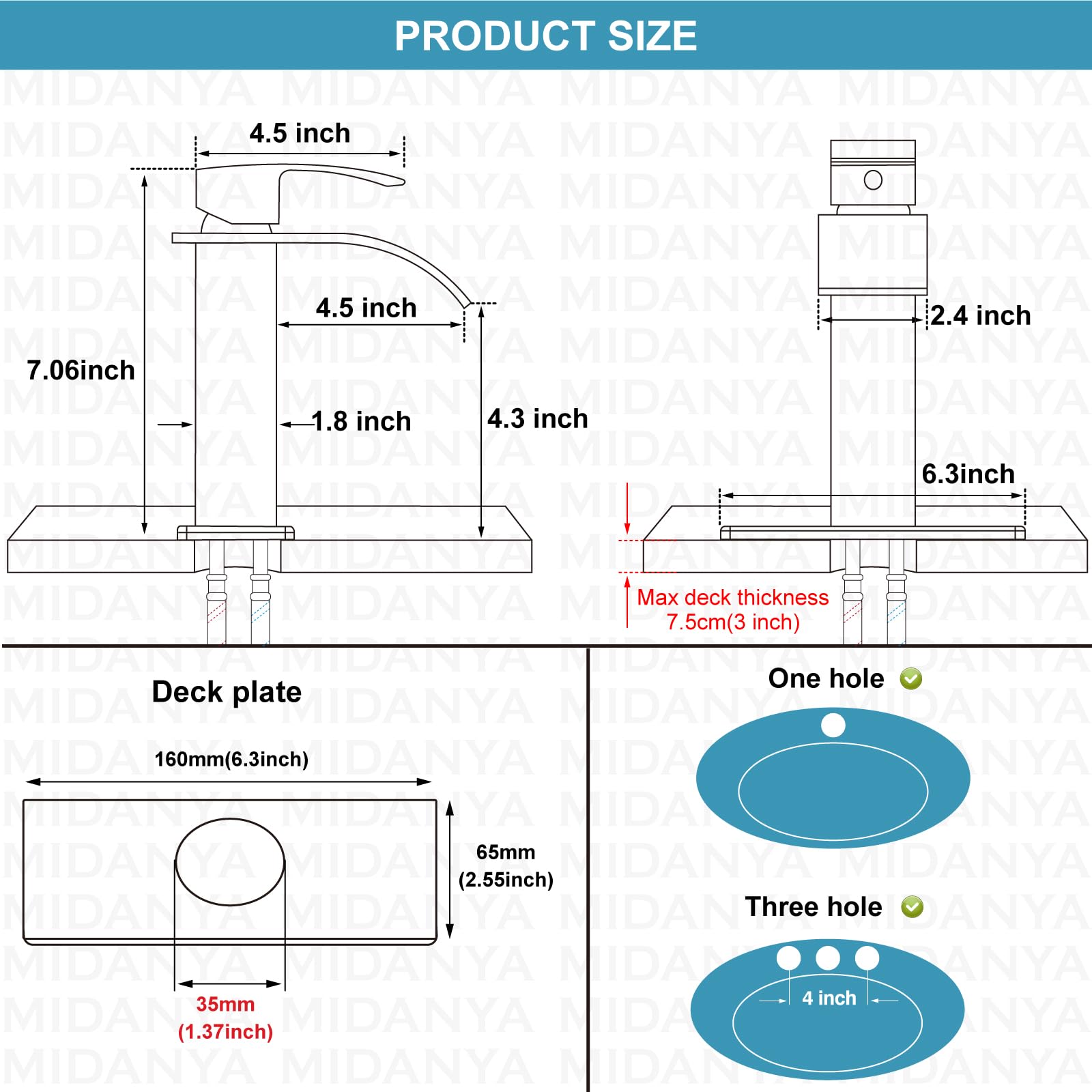 Midanya Bathroom Sink Faucet Waterfall Spout Single Handle 1 Hole Deck Mount Mixer Tap Lavatory Vanity Vessel Faucet Commercial with Pop Up Drain,Short, Polish Chrome