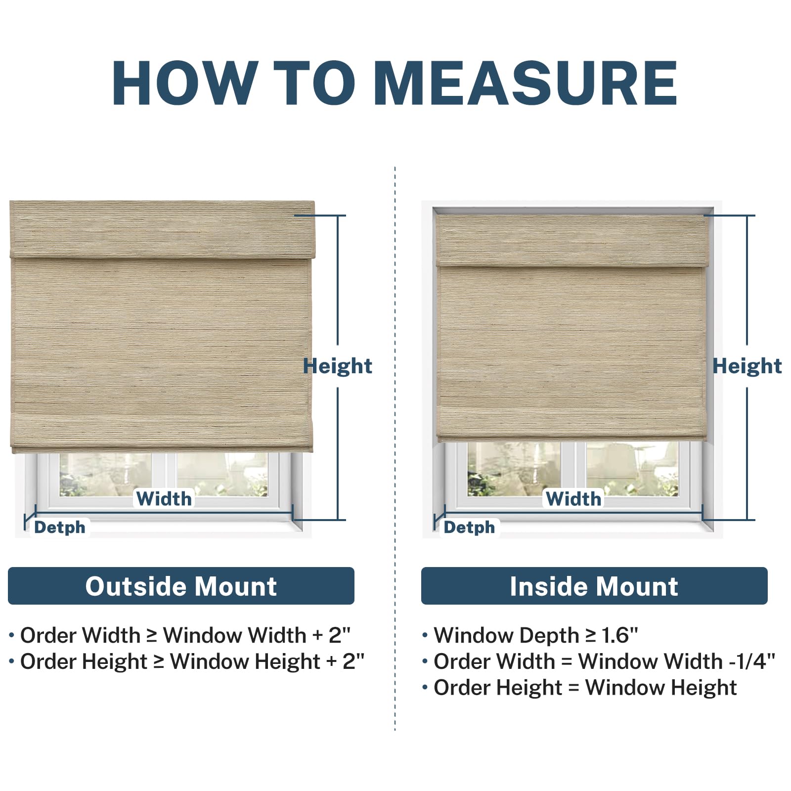 Pasoun Cordless Custom Roman Shades for Windows, Treatments, Natural Fabric Blind, Roman Window Shades, Almond(with Edge Liner,Block 90-95% Light), Custom Size
