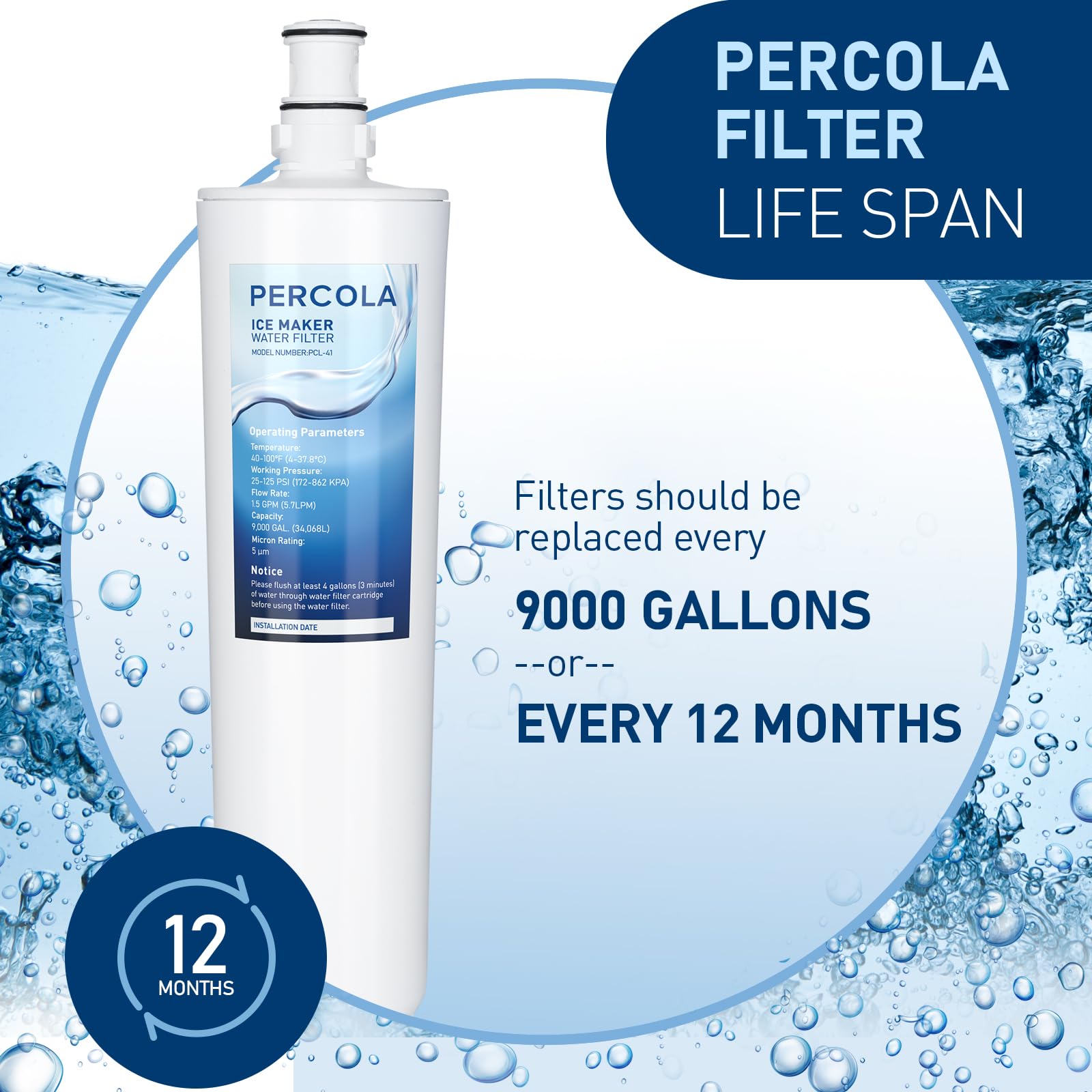 PERCOLA 9980 Water Filter, NSF 42, 53 & 401 Certified Filter Replacement for Kenmore 46-9980, 469980, 9980-KM, 9980 (replaces ADQ74793502) AGF80300805 (3 Pack)
