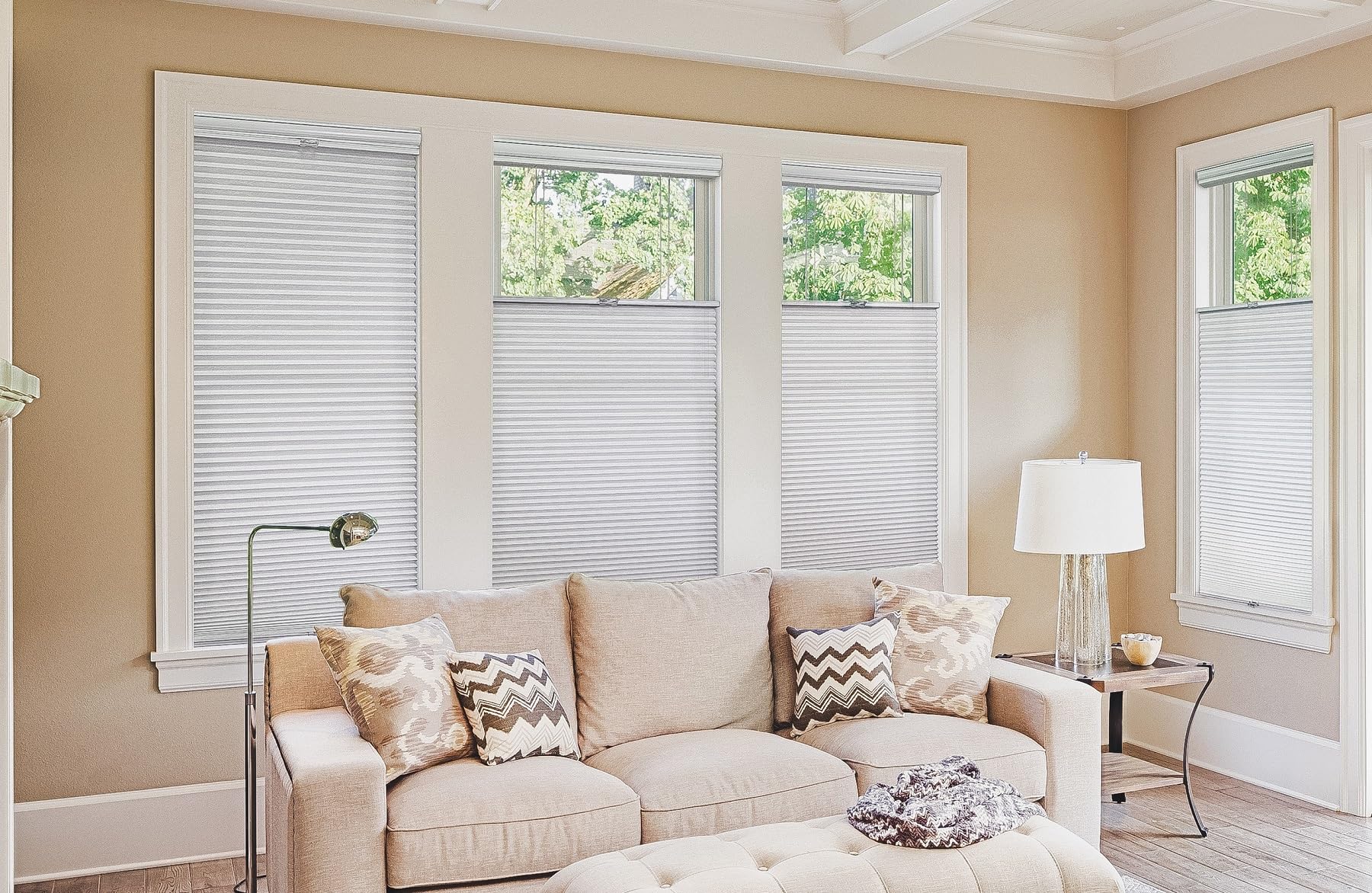 BlindsAvenue Custom ¾” Pleat, Cellular Shades, Color Urban Gray, Blackout Fabric Available in 2 Cordless Lift Systems. Customize to Widths Between 18”-96” Wide & Any Height Between 18”–84”