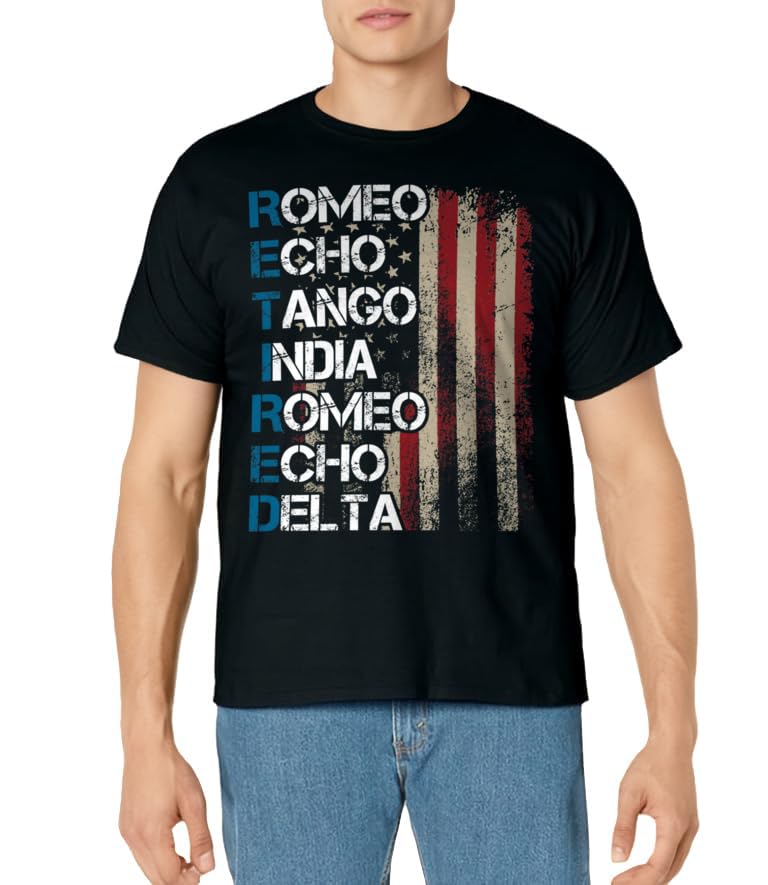 Phonetic Alphabet Retired Veteran Retirement Army Military T-Shirt