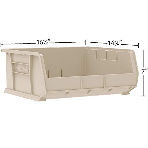 Akro-Mils 30250 AkroBins Plastic Storage Bins, Space-Saving Stackable Bins for Garage, Pantry, Craft Organization, 15-Inch x 16-Inch x 7-Inch, Black, 6-Pack