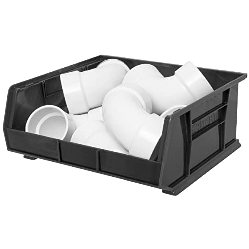 Akro-Mils 30250 AkroBins Plastic Storage Bins, Space-Saving Stackable Bins for Garage, Pantry, Craft Organization, 15-Inch x 16-Inch x 7-Inch, Black, 6-Pack