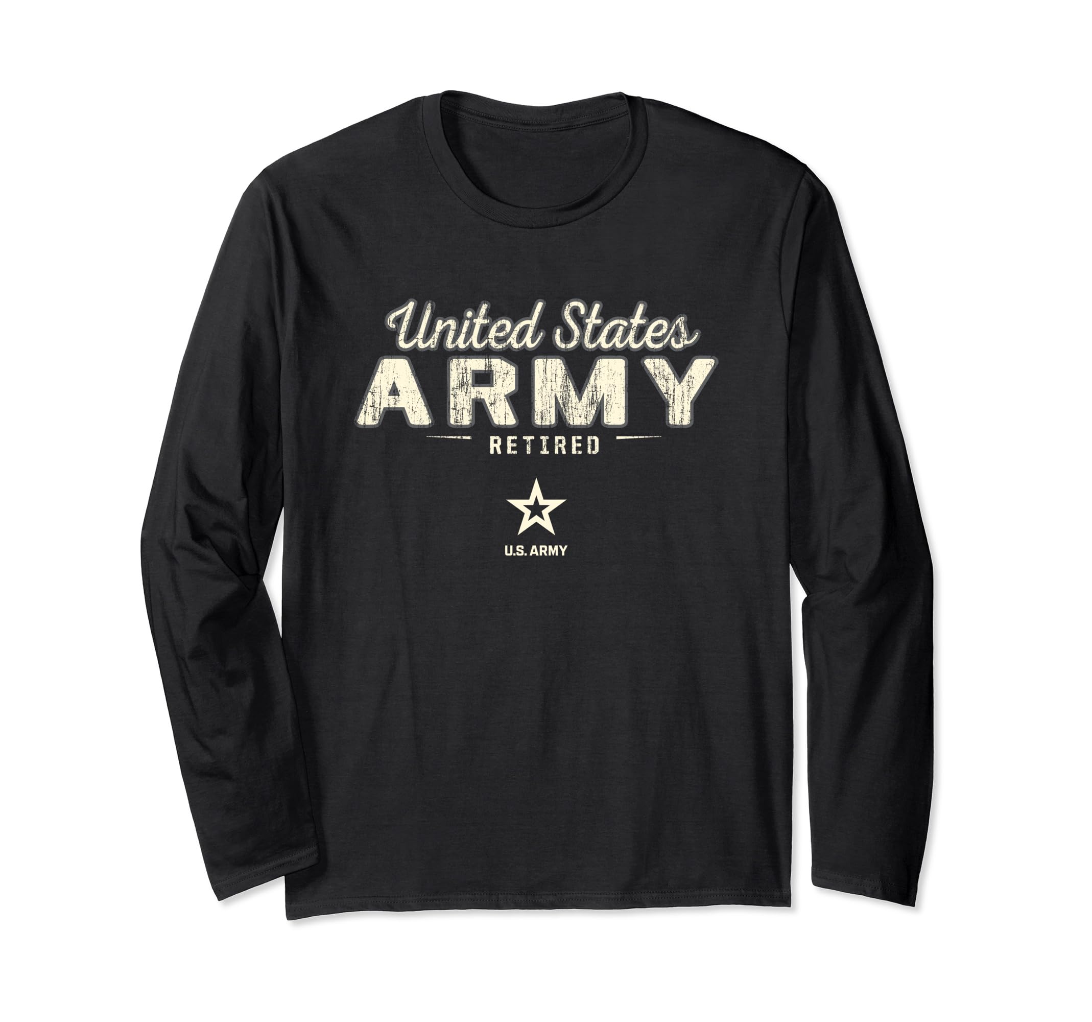United States Army Military Retired Vintage Black Long Sleeve T-Shirt