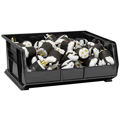 Akro-Mils 30250 AkroBins Plastic Storage Bins, Space-Saving Stackable Bins for Garage, Pantry, Craft Organization, 15-Inch x 16-Inch x 7-Inch, Black, 6-Pack