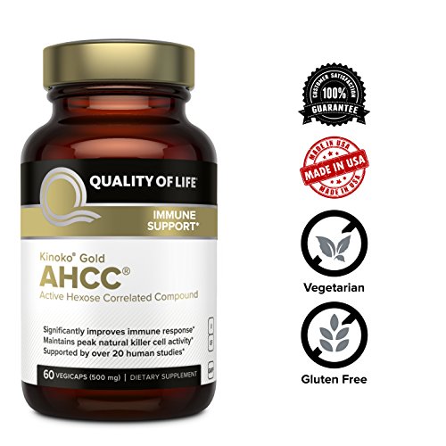 Premium Kinoko Gold AHCC Supplement–500mg of AHCC per Capsule–Supports Immune Health, Liver Function, Maintains Natural Killer Cell Activity & Enhances Cytokine Production–60 Veggie Capsules