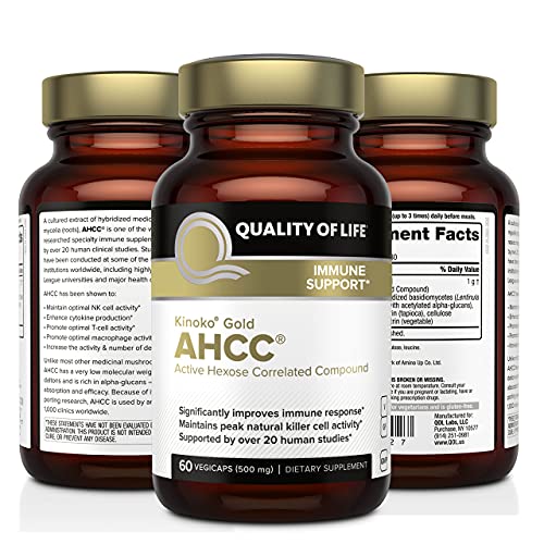 Premium Kinoko Gold AHCC Supplement–500mg of AHCC per Capsule–Supports Immune Health, Liver Function, Maintains Natural Killer Cell Activity & Enhances Cytokine Production–60 Veggie Capsules