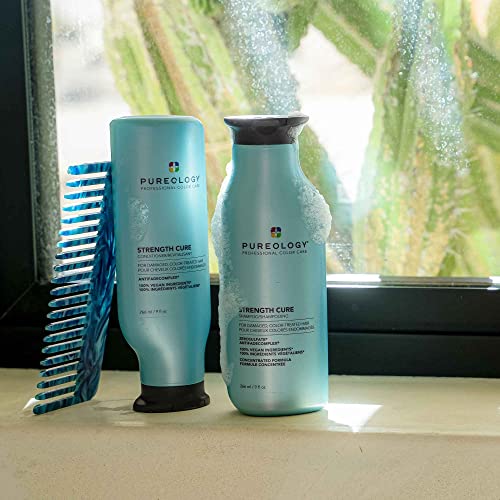 Pureology Strength Cure Strengthening Shampoo & Conditioner Bundle | For Damaged, Color Treated Hair | Sulfate-Free | Vegan | Updated Packaging | 9 Fl. Oz.