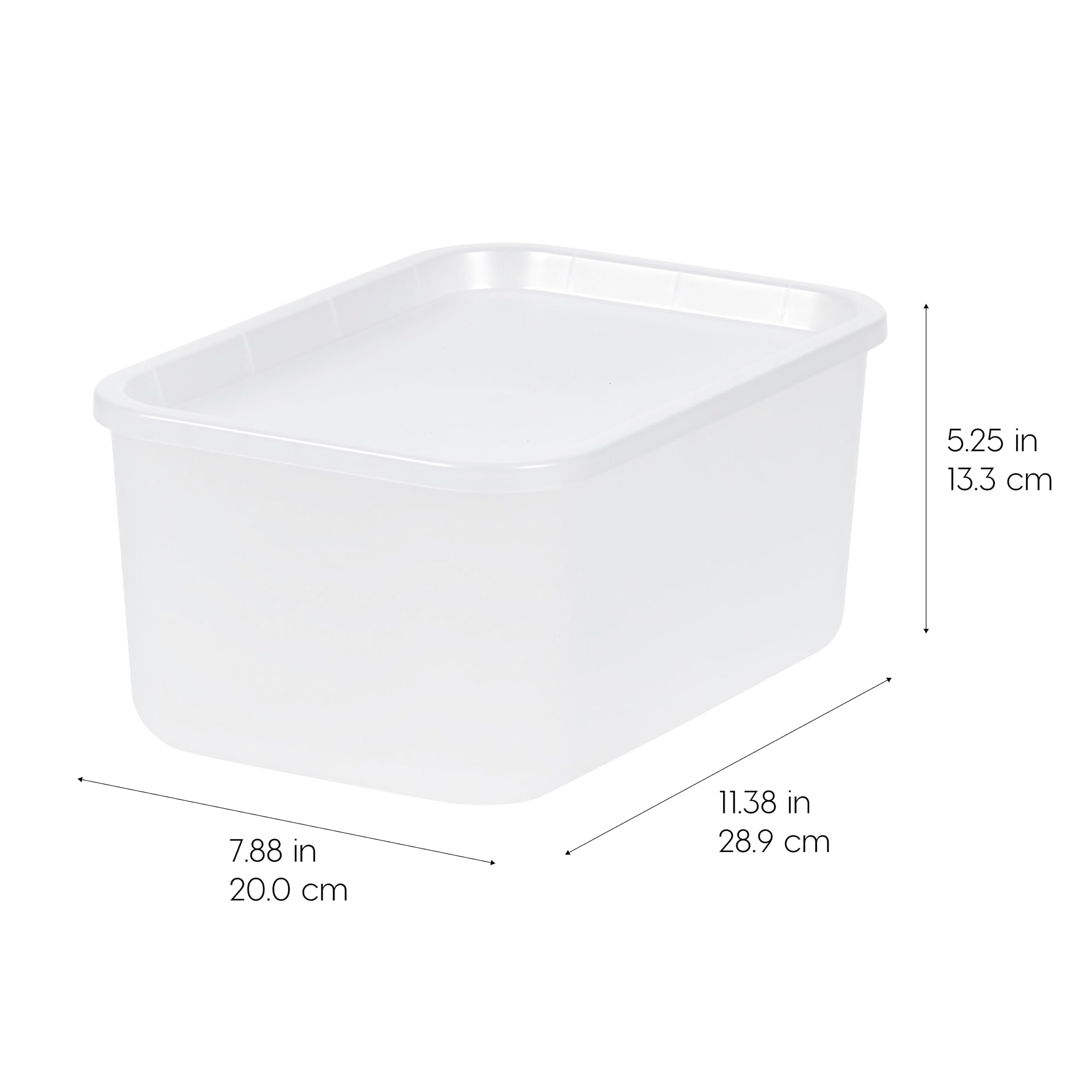 IRIS USA Plastic Storage Basket with Lid, 4-Pack, Stackable, for Kitchen Bathroom Bedroom Closet Kid's Room Office, Easy to Clean, Stylish Design, Shelf Organizer, Pearl