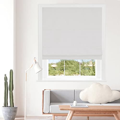 SUNFREE Cordless Roman Shades for Windows, Blackout Room Darkening Roman Blinds, Thermal Insulated Window Blinds Treatment, Washable Roman Blind for Living Room, Bedroom, Kitchen, 33" x 64", White