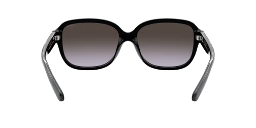COACH Woman Sunglasses Black Frame, Dark Grey Gradient Lenses, 57MM
