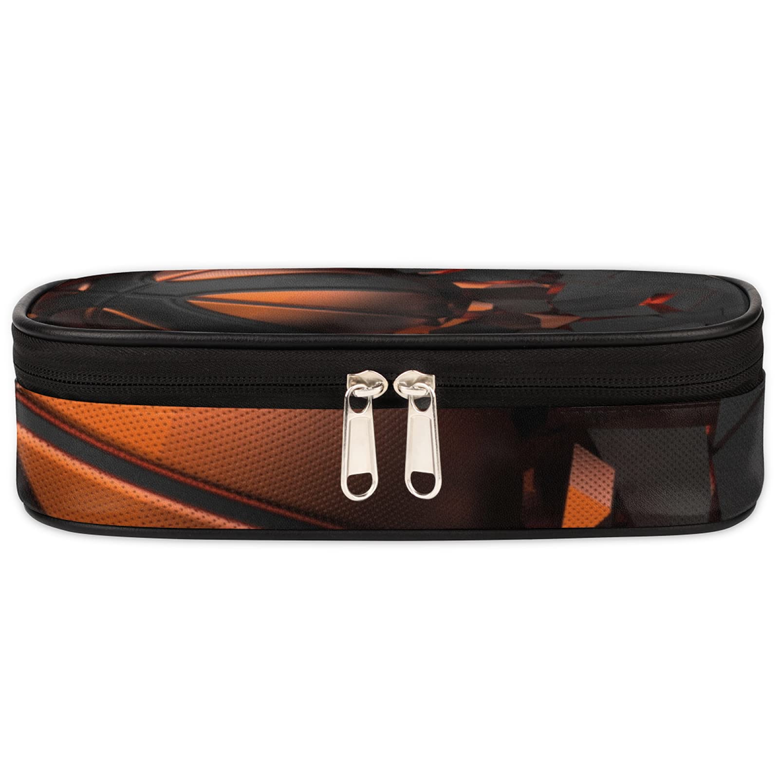 Pencil Case PU Leather Pencil Pouch Pencil Bags Soccer Pencil Organizer with Zipper, Adults Pencil Boxes Makeup Bag Ball Net Pencil Storage Bag for Office School
