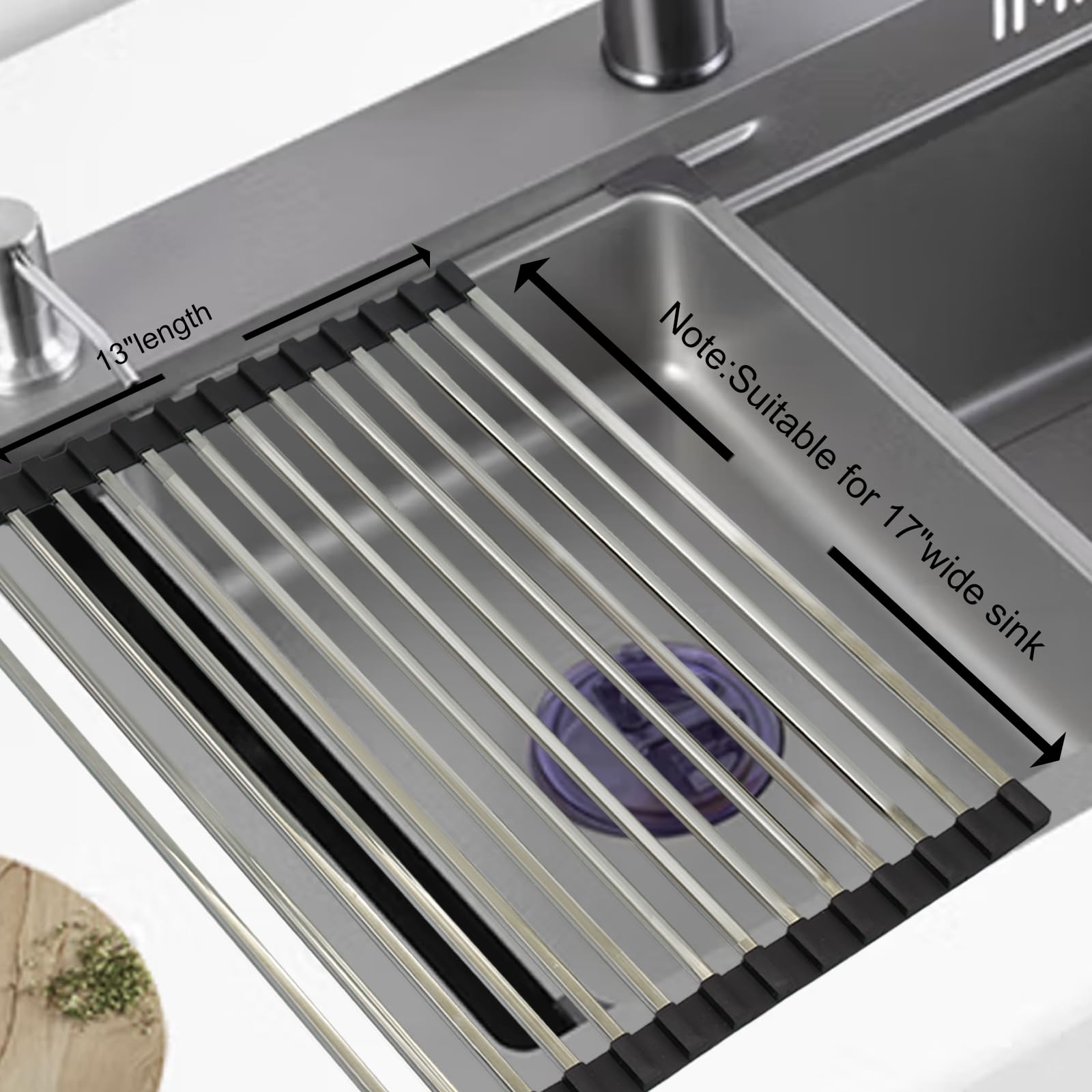 Roll Up Dish Drying Rack Over Sink Over The Sink Dish Drying Rack Kitchen Dish Drainer, Folding Dish Rack for Kitchen Sink Counter Stainless Steel Rectangular Tubing Mat Foldable Dish Dryer Racks