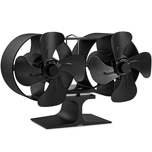PYBBO Wood Stove Fan - Heat Powered Double Motors, Small Size 8 Blades Non-Electric Fireplace Silent Eco Fan for Gas/Pellet/Wood/Log Burner Stoves