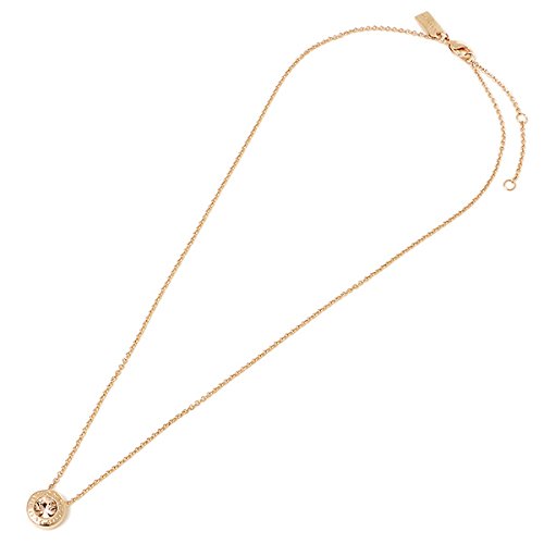 COACH Open Circle Stone Necklace-Rose Gold