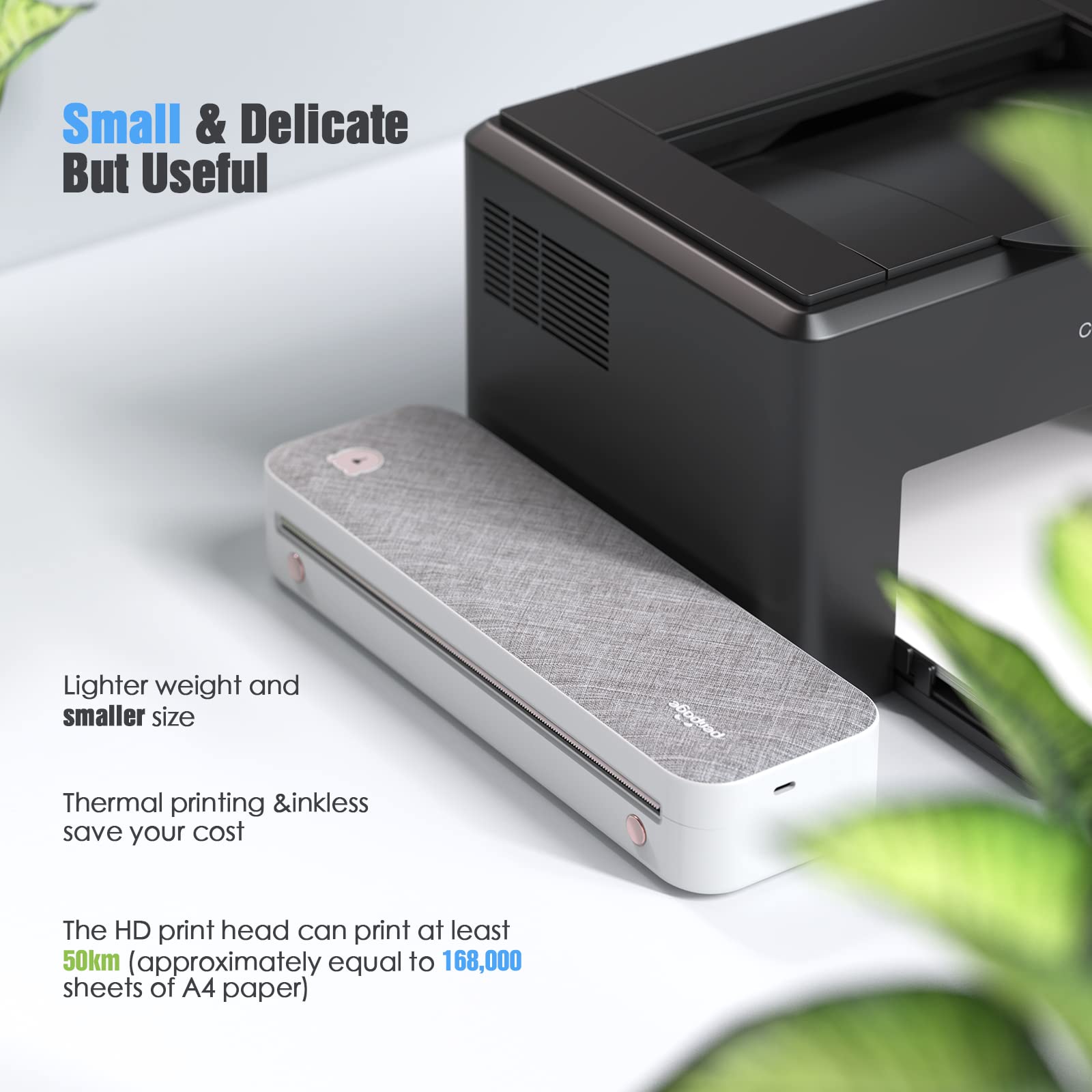 Bisofice PeriPage Portable Printer, A4 Wireless Bluetooth Travel Printer, Portable Thermal Printer Compatible with Android and iOS, Support 2''/3''/4'' Paper Width, Mobile Printer