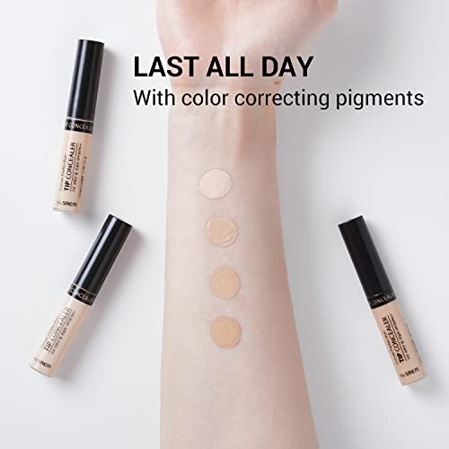 THE SAEM Cover Perfection Tip Concealer SPF28 PA++, Liquid Multi-Use Concealer, Full Coverage Makeup for Acne Dark Spots Dark Circles Hyperpigmentation and Blemishes, 0.2 fl.oz. (#1.5 Natural Beige)