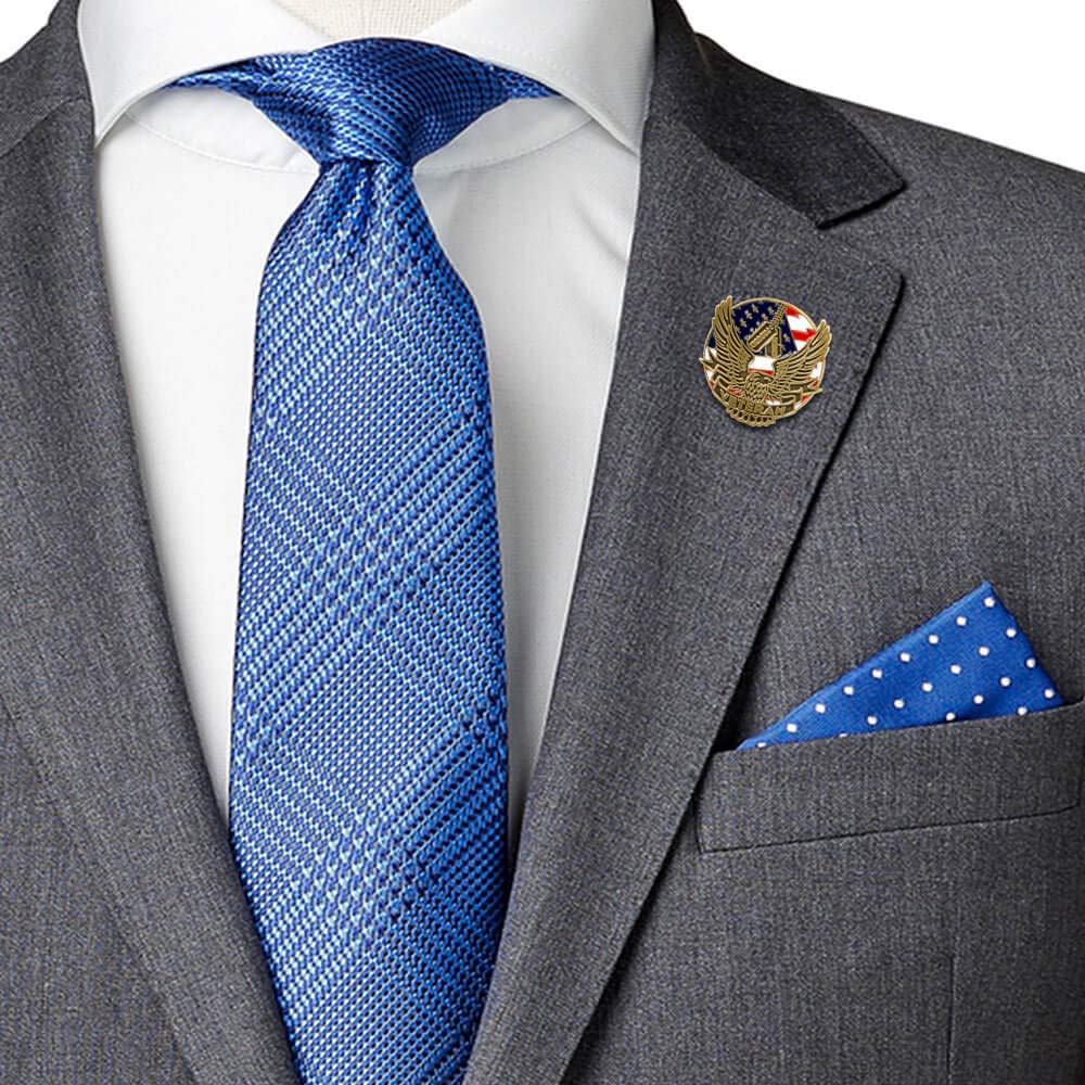 PinMart Proudly Served Veteran Pin – Patriotic American Lapel or Hat Pin – Proud to be Retired Army, Navy, Air Force or Marine Corps – Gold Plated Enamel with Secure Clutch Back