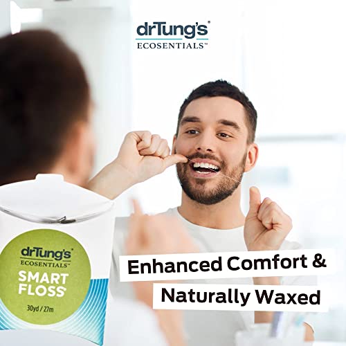 DrTung's Smart Floss - Natural Floss, PTFE & PFAS Free Floss, Gentle on Gums, Expands & Stretches, BPA Free Floss - Natural Dental Floss Cardamom Flavor (Pack of 12)