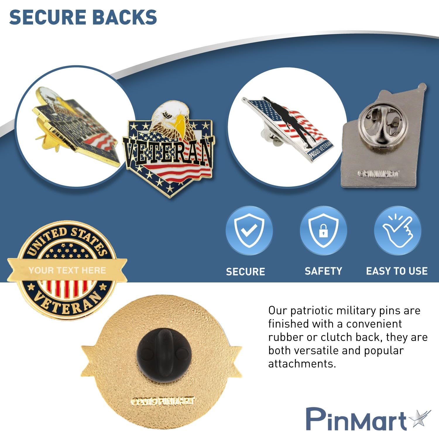 PinMart Proudly Served Veteran Pin – Patriotic American Lapel or Hat Pin – Proud to be Retired Army, Navy, Air Force or Marine Corps – Gold Plated Enamel with Secure Clutch Back