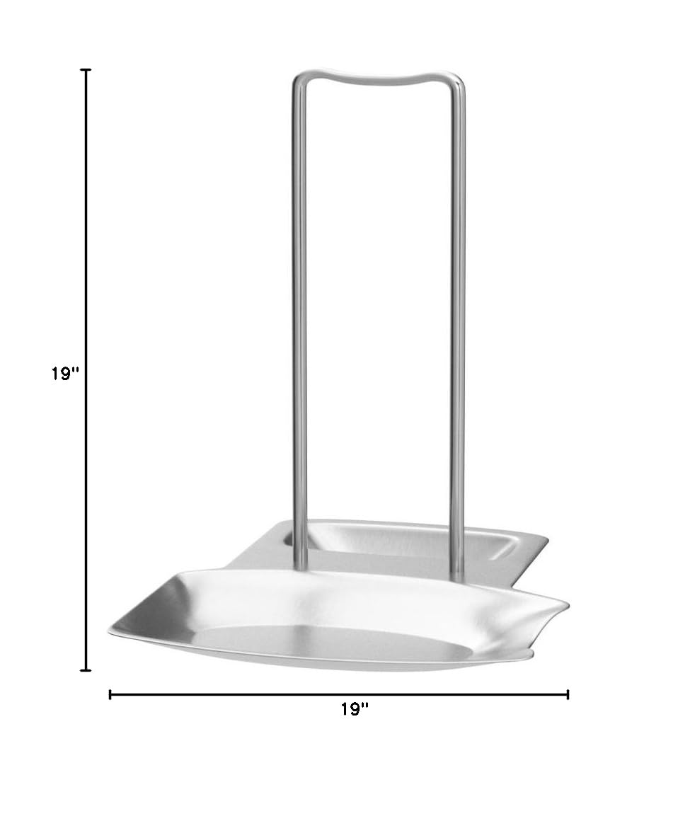 iPstyle Pan Lid Holder Spoon Rest for Pots and Pans Progressive Lid and Spoon Shelf 304 Stainless Steel Pan Lid Organizer Kitchen Decor Tool (Holder)