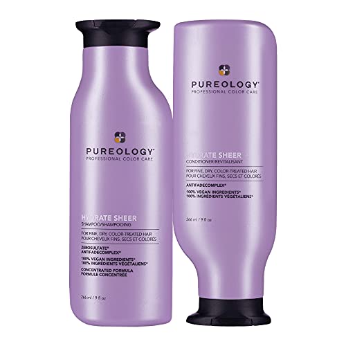 Pureology Hydrate Sheer Nourishing Shampoo | For Fine, Dry Color Treated Hair | Sulfate-Free | Silicone-Free | Vegan