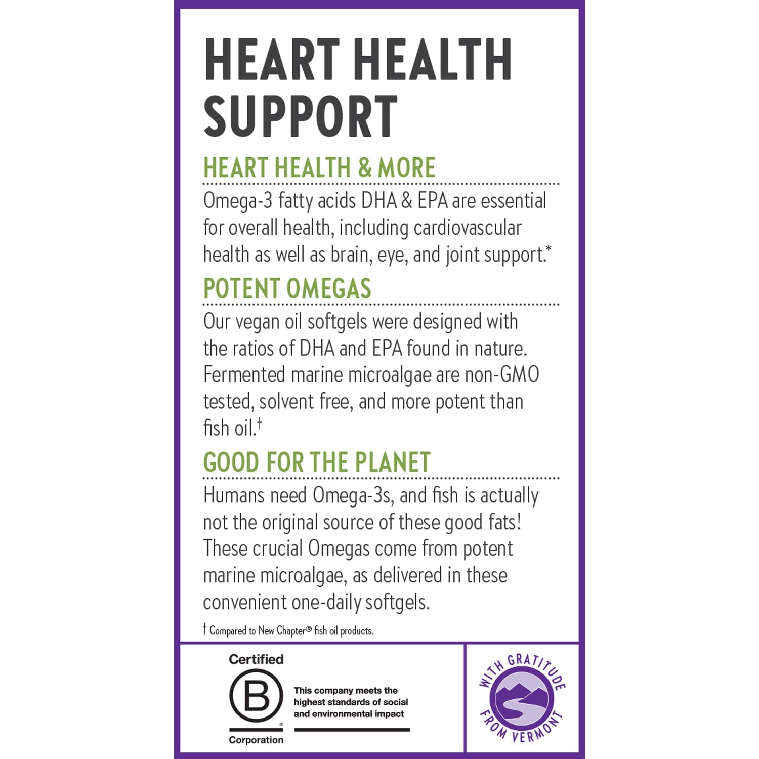 New Chapter Vegan DHA, EPA, and DPA Supplement- Vegan Omega-3 Complex for Heart, Brain, Eye & Joint Support - 30 Softgels