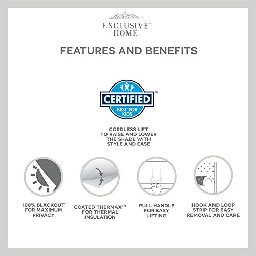 Exclusive Home Curtains Prague Trellis 100% Blackout Polyester Roman Shade, 23"x64", Grey