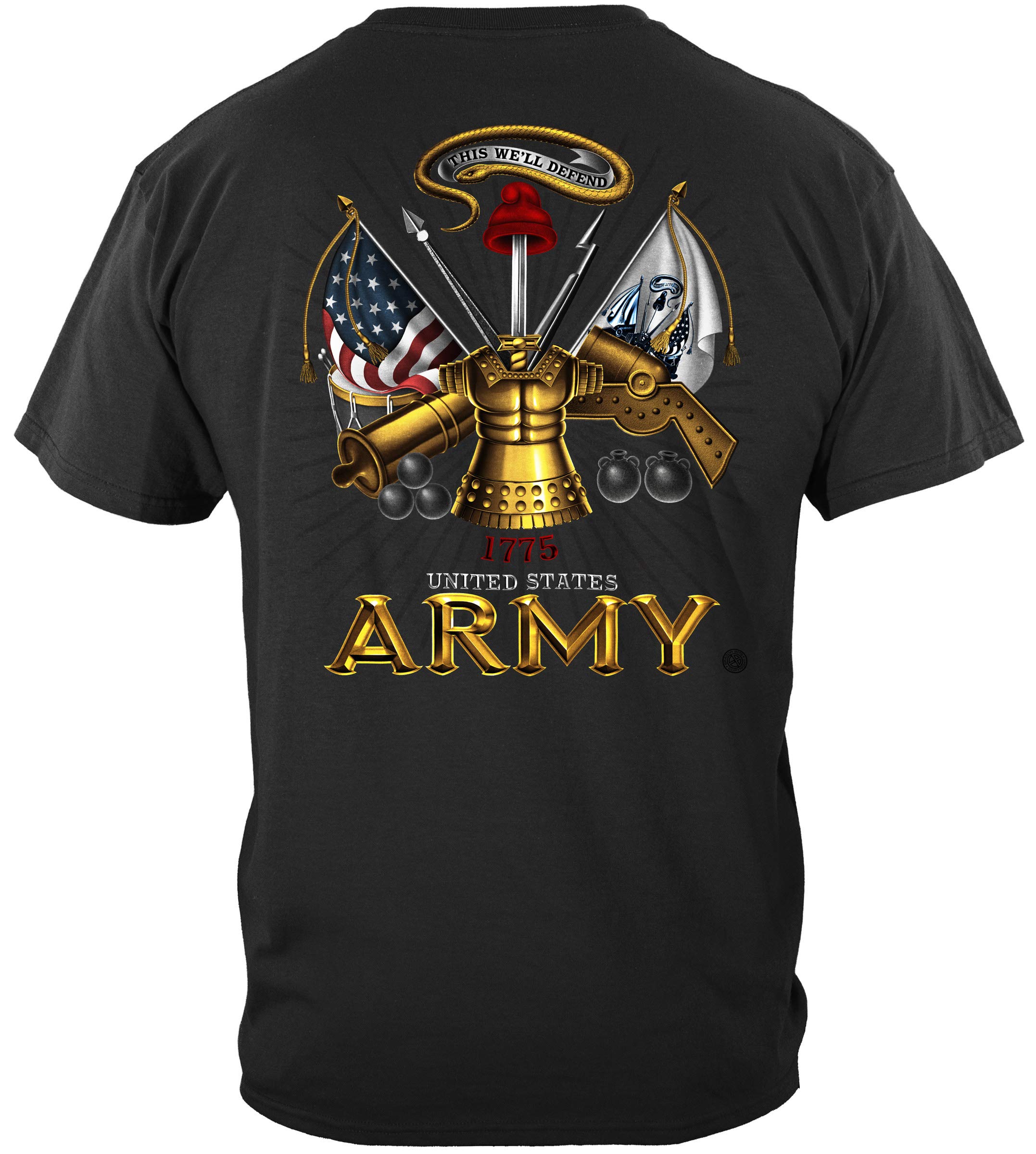 US Army Mens This We'll Defend T Shirt - Mens Black tee - 1775 Military Licensed