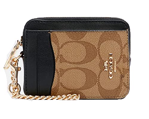 Coach C1885 Zip Card Case In Blocked Signature Canvas
