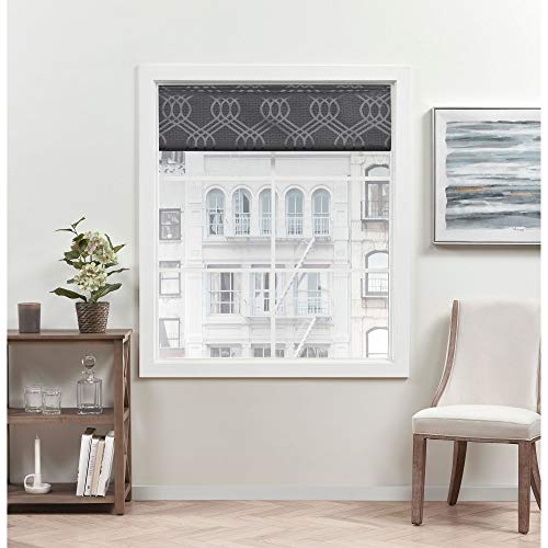 Exclusive Home Curtains Prague Trellis 100% Blackout Polyester Roman Shade, 23"x64", Grey