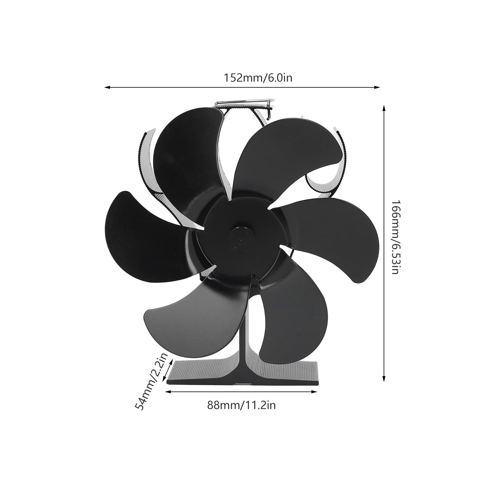 Nachukan High-Temperature Resistance 6-Blade Wood Stove Fan - Heat Powered Fireplace Fan for Wood Burning Stoves - Self-Starting - Diameter 152mm