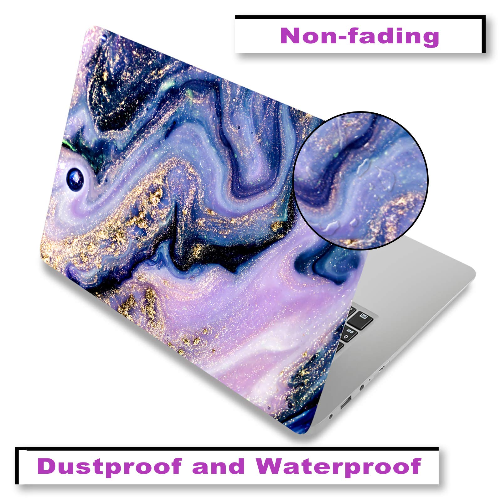 ArtSo Laptop Skin Sticker Decal,16.5” 17” 17.3 inch Laptop Universal Netbook PC Notebook Vinyl Reusable Skin Sticker Cover Art Case Protector Personalized, Free 2 Wrist Pad,Purple Marble