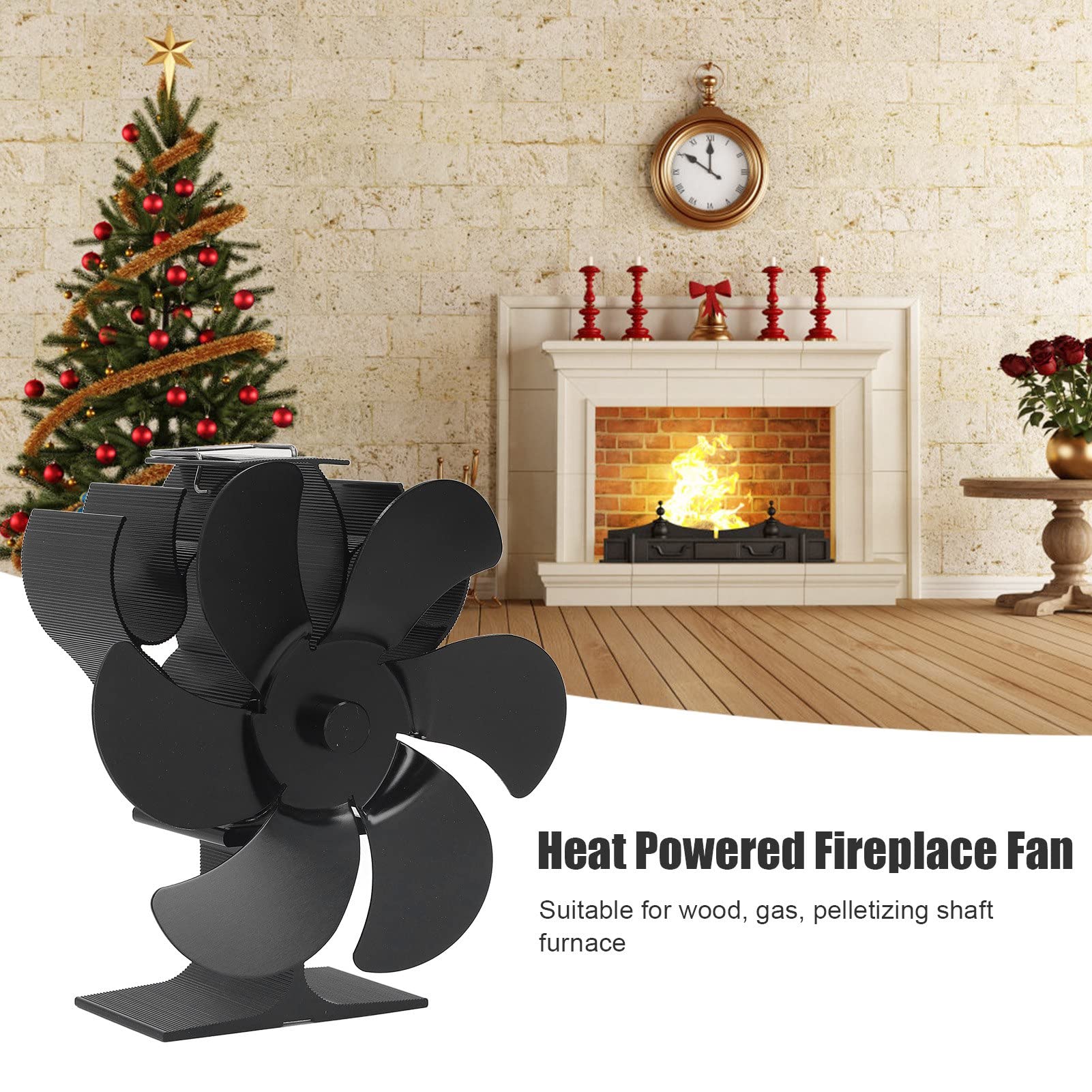 Nachukan High-Temperature Resistance 6-Blade Wood Stove Fan - Heat Powered Fireplace Fan for Wood Burning Stoves - Self-Starting - Diameter 152mm