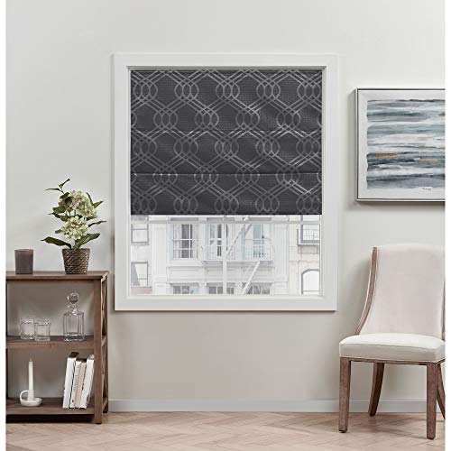 Exclusive Home Curtains Prague Trellis 100% Blackout Polyester Roman Shade, 23"x64", Grey