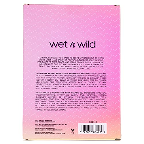 Wet n Wild Must-Have Brow Kit, Eyebrow Pencils, Spoolie Brush, Clear Brow Gel (1180440)