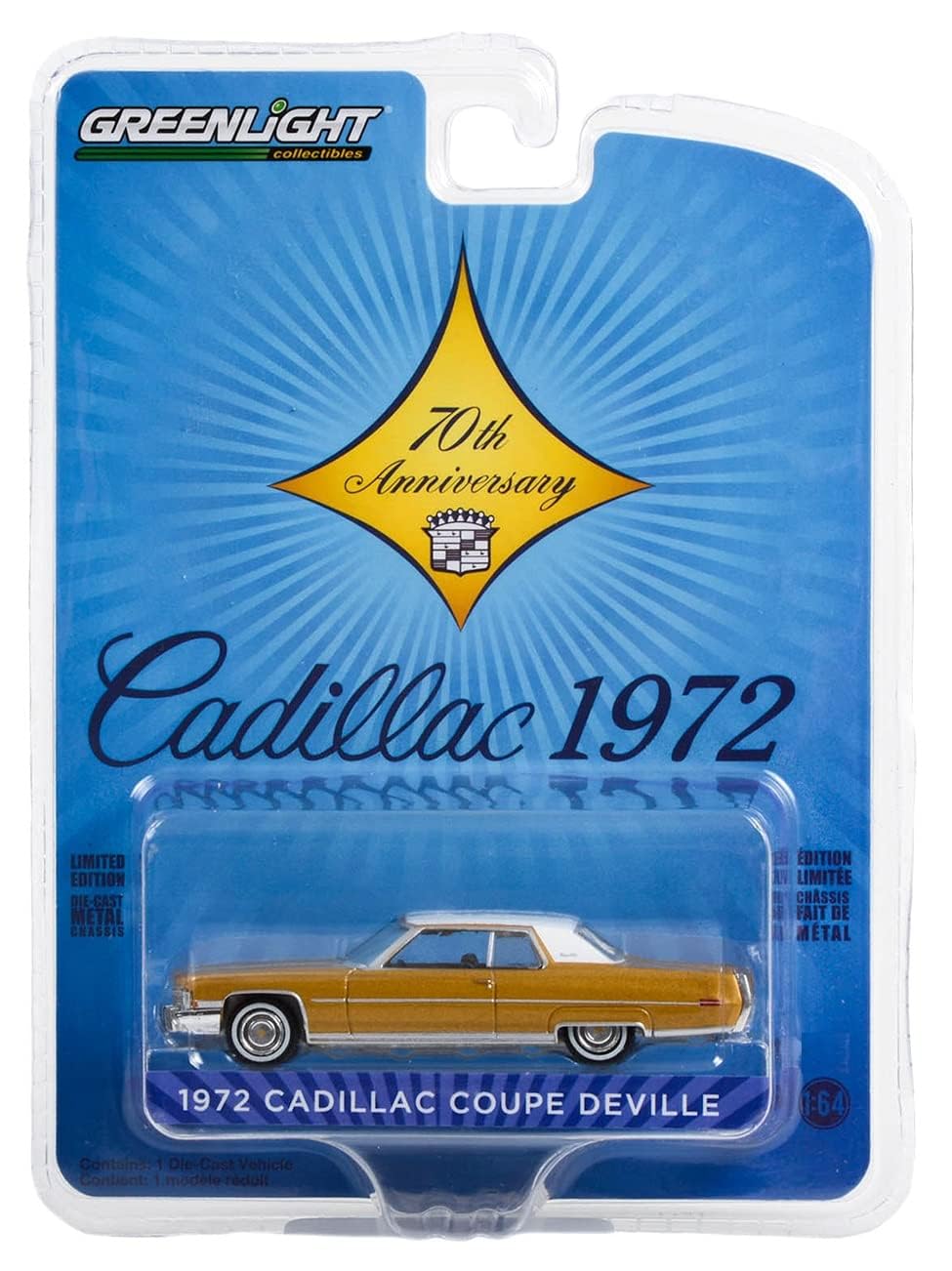 Greenlight 28100-A Anniversary Collection Series 14 - 1972 Cadillac Coupe deVille - Cadillac 70 Years 1:64 Scale Diecast