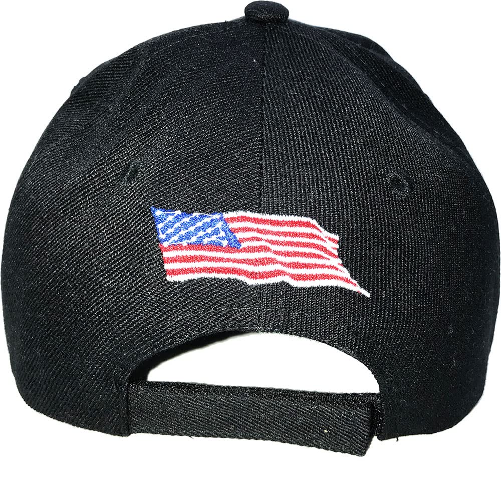 U.S. Army Baseball Caps Hats | Military Veterans Apparel | 3D Embroidered | Adjustable (Disabled Veteran with US Flag and Eagle) Black