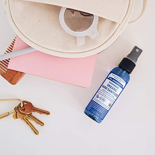 Dr. Bronner's - Organic Hand Sanitizer Spray (Peppermint, 2 ounce) - Simple and Effective Formula, Cleanses & Sanitizes, No Harsh Chemicals, Moisturizes and Cleans Hands
