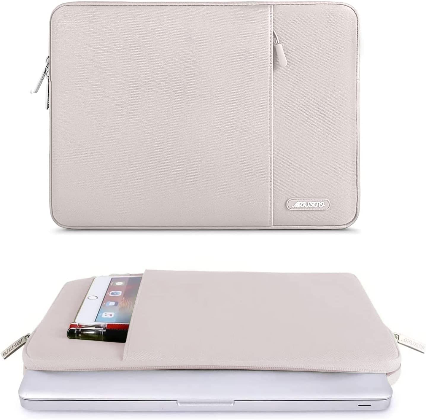MOSISO Laptop Case 16 inch, 15-15.6 inch Laptop Sleeve Compatible with MacBook Pro 16 M4 M3 M2 M1, HP Acer Dell Lenovo ASUS Notebook, Polyester Vertical Computer Sleeve Bag with Pocket, Stone Gray