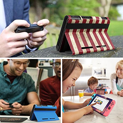Fintie Protective Case for Nintendo Switch - [Multi-Angle Viewing] Ultra Slim Vegan Leather Play Stand Cover with Elastic Strap for Nintendo Switch 2017 - Royal Blue