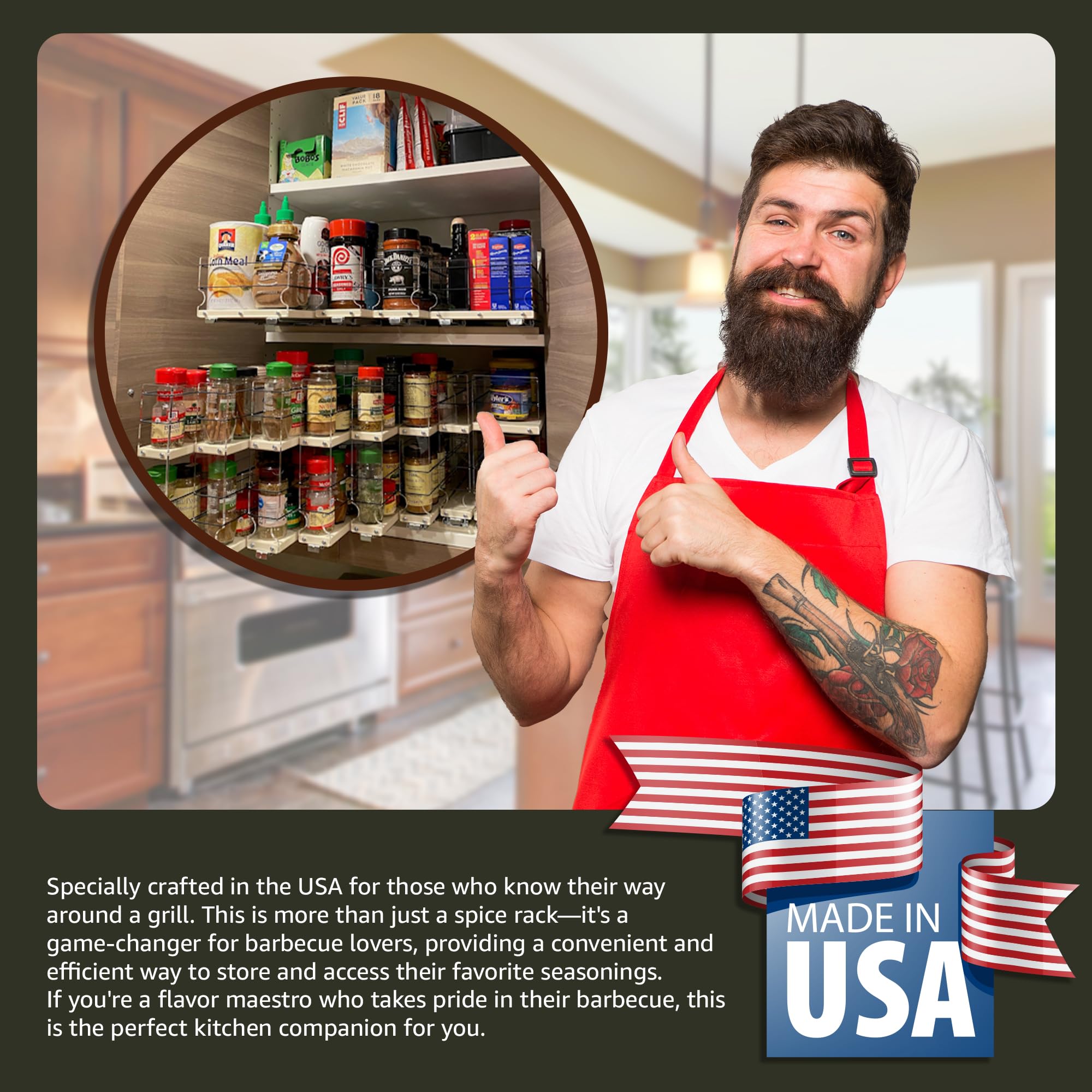 Vertical Spice - 6x1x11 DCP - Heavy Duty Storage Organizer Drawer for Cabinets and Pantries - Size: 6.9" Width x 5.0" Height x 10.6" Depth - Partially Assembled - MADE IN USA