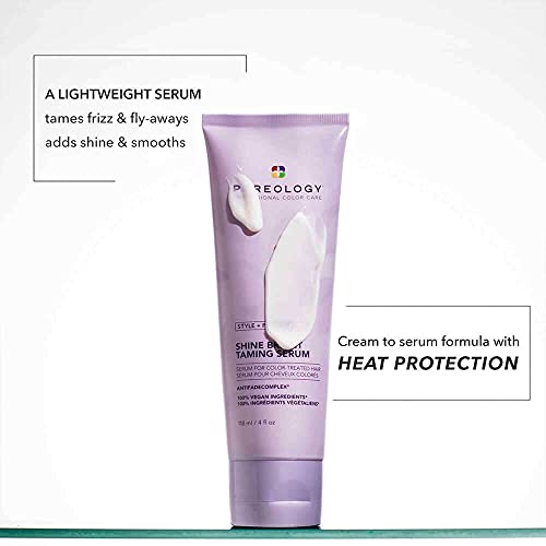 Pureology Style + Protect Shine Bright Taming Serum | For Color-Treated Hair | Shine-Enhancing, Smoothing Hair Serum | Sulfate-Free | Vegan | Updated Packaging | 4 Fl. Oz. |