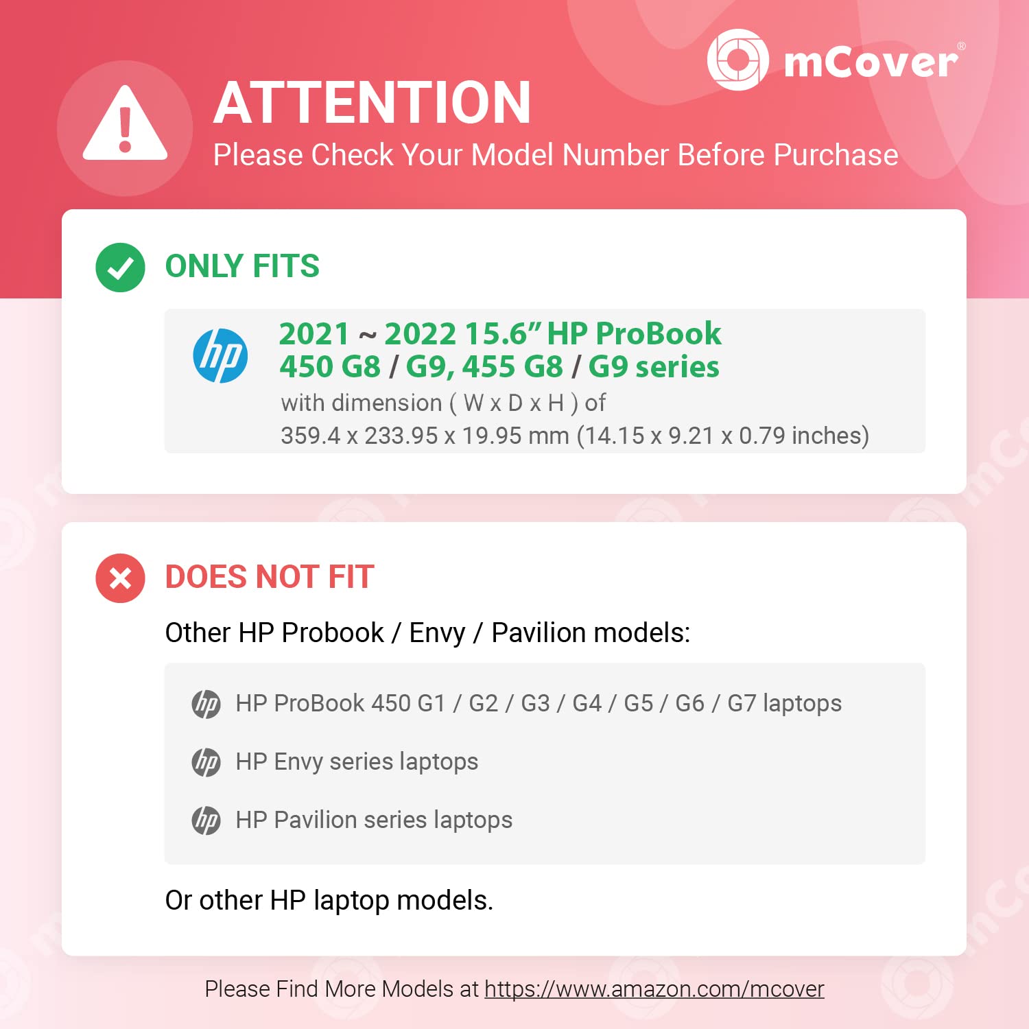 mCover Case Compatible ONLY for 2021~2024 15.6" HP ProBook 450 | 455 G8 / G9 / G10 Series Windows Notebook PC (NOT Fitting Other HP Models) - Purple