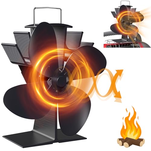 dskaoo Wood Stove Fan Heat Powered Non Electric, 4 Blades Fireplace Fan Save Energy, Efficient Heat Distribution, Quiet Wood Burning Stove Fan Thermal Fan for Buddy Heater/Gas Stove