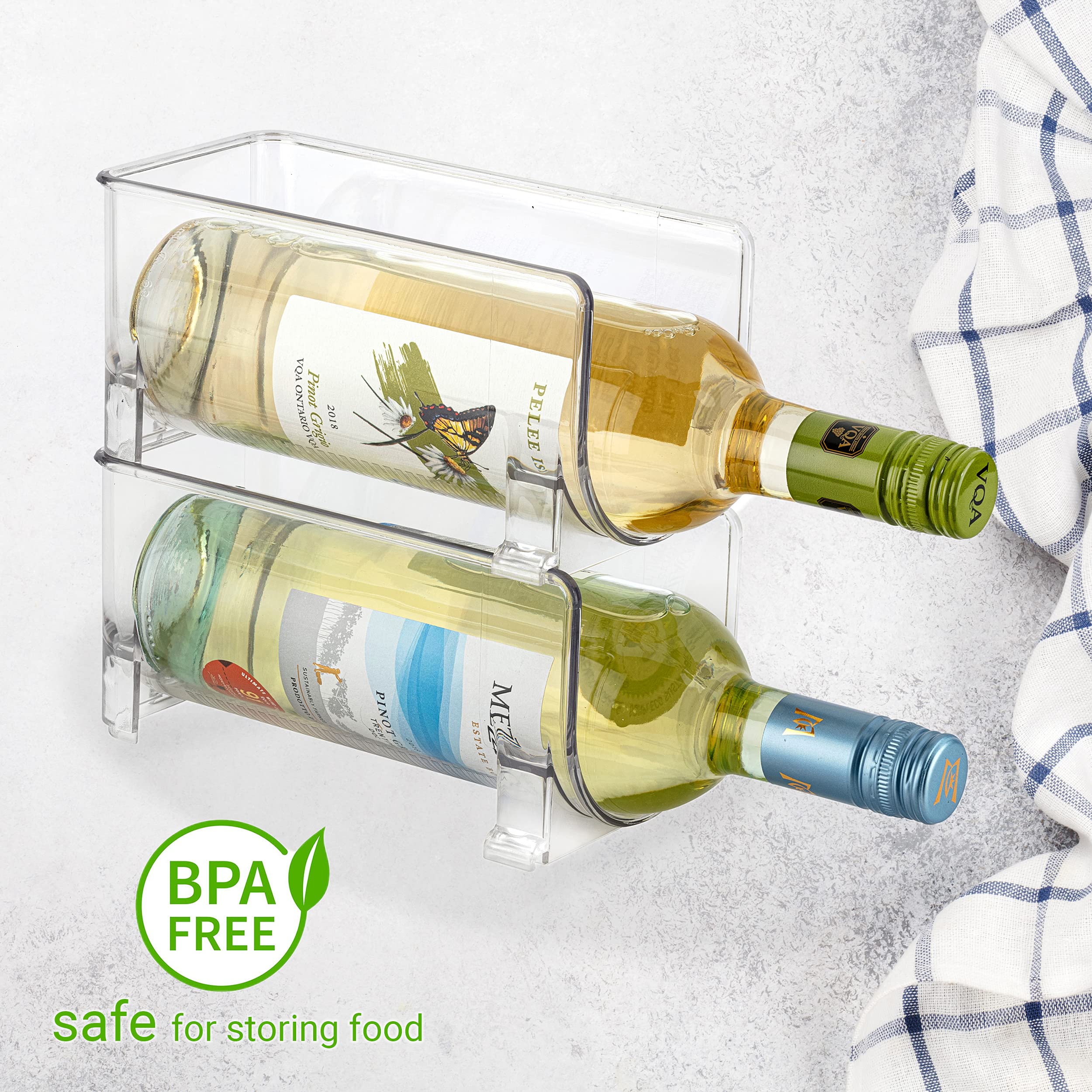 JINAMART Set of 2 Stackable Wine Storage Rack, Counter Top Wine Holder (Holds 2 Bottles)