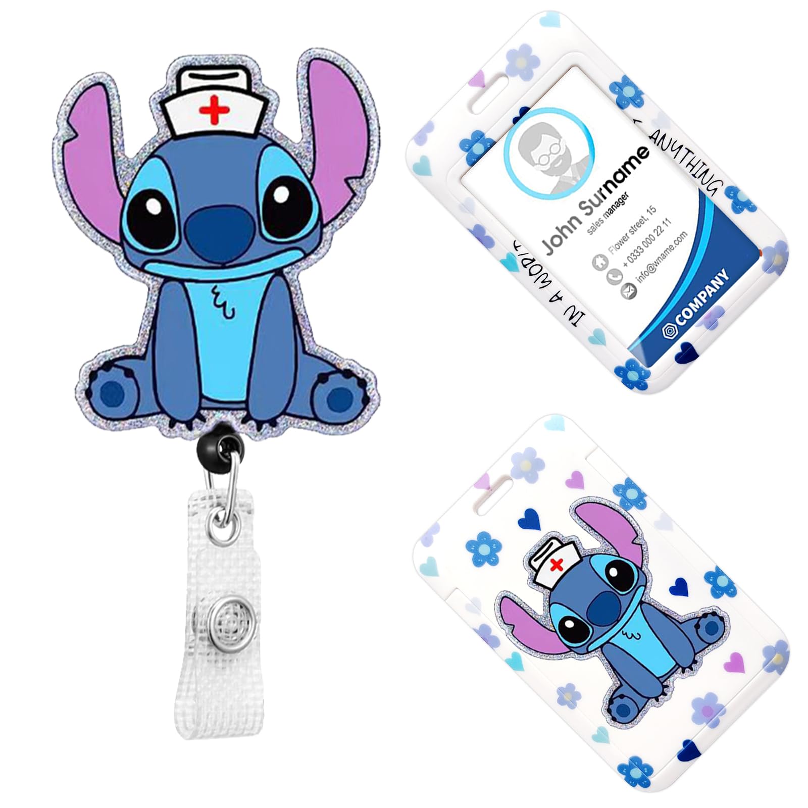 Badge Reel-Badge Reels Retractable/Retractable Badge Holders with ID Card Holder,Nurse Badge Reel for Nurse RN LVN,Cute Badge Reel Fit for Teacher Working Women Men (Blue-1)