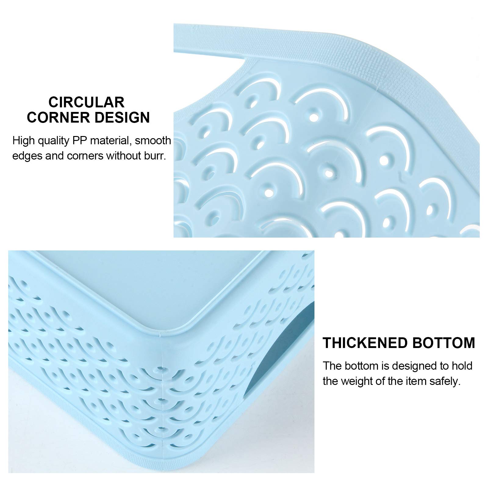STARVAST 5 Pack Plastic Storage Baskets, Portable Blue Fish Scale Pattern Hollow Desktop Storage Bin Box with Handle for Kitchen, Bathroom, Kids Room or Nursery Storage β 9.4 x 7.1 x 4.1 inches