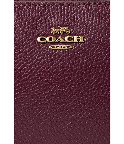 COACH Polished Pebble Small Wristlet Deep Berry One Size